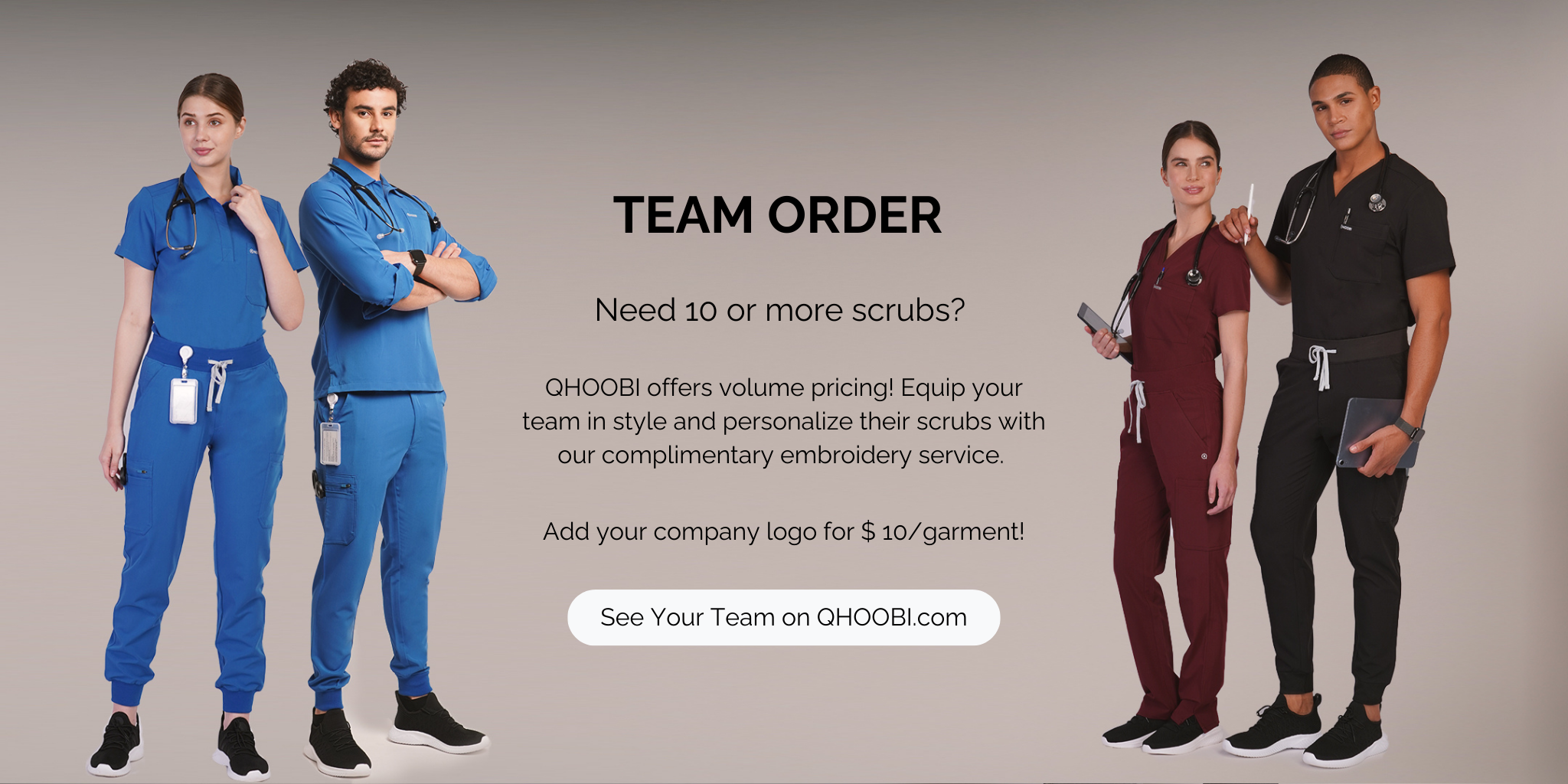 QHOOBI: Team Order Custom Medical Scrubs