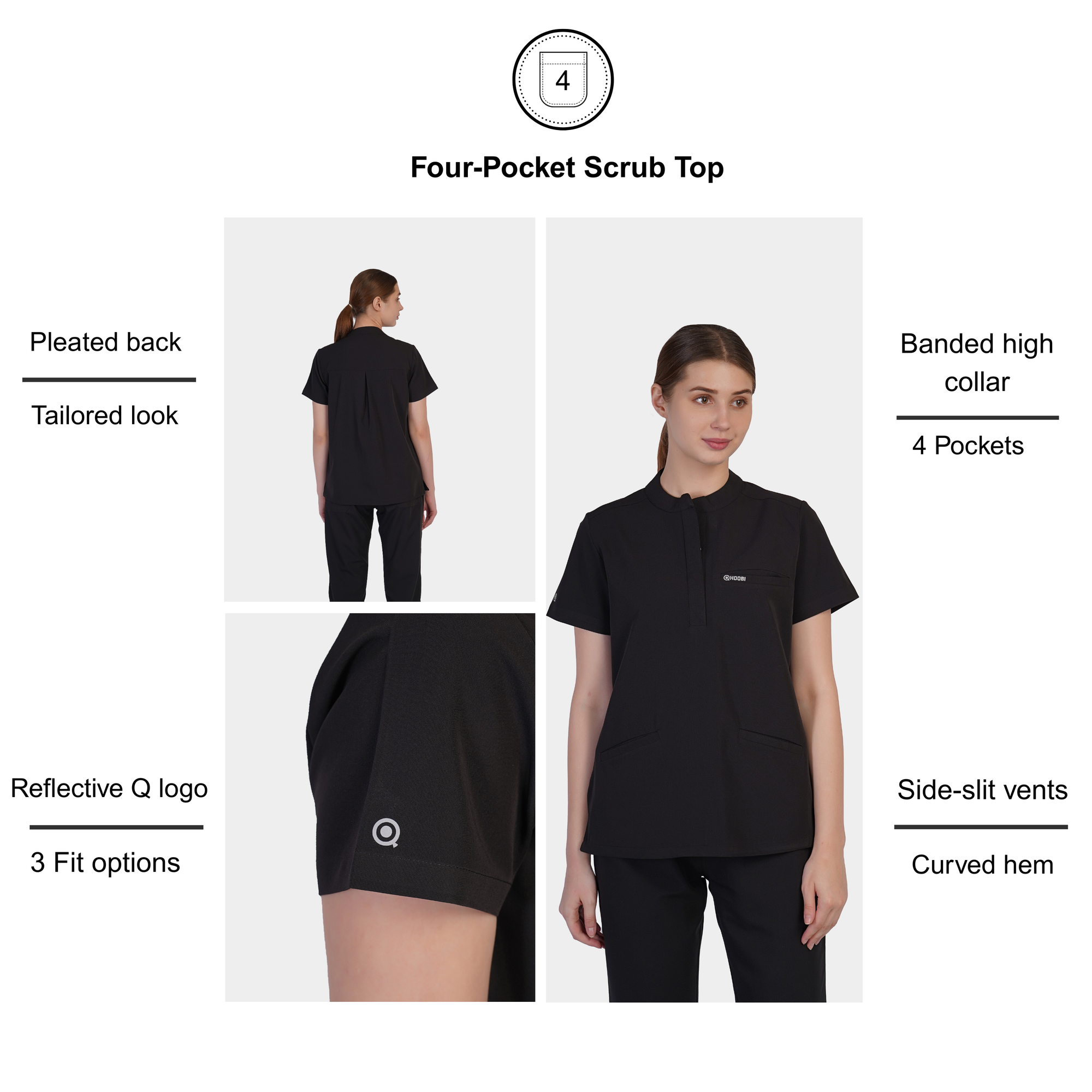 Grace Four-Pocket Scrub Top™ – Women's Medical Scrubs by QHOOBI®
