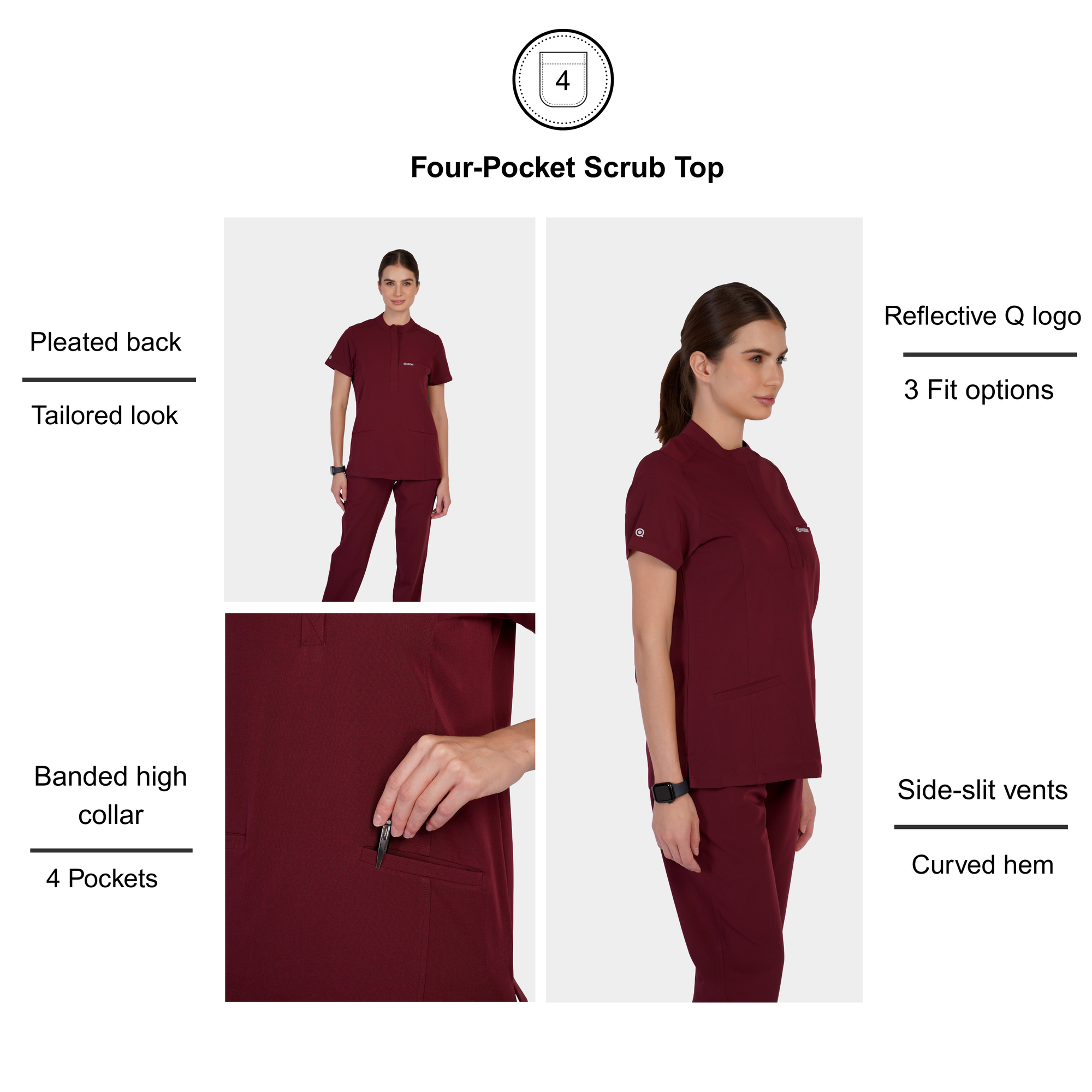 Grace Four-Pocket Scrub Top™ – Women's Medical Scrubs by QHOOBI®