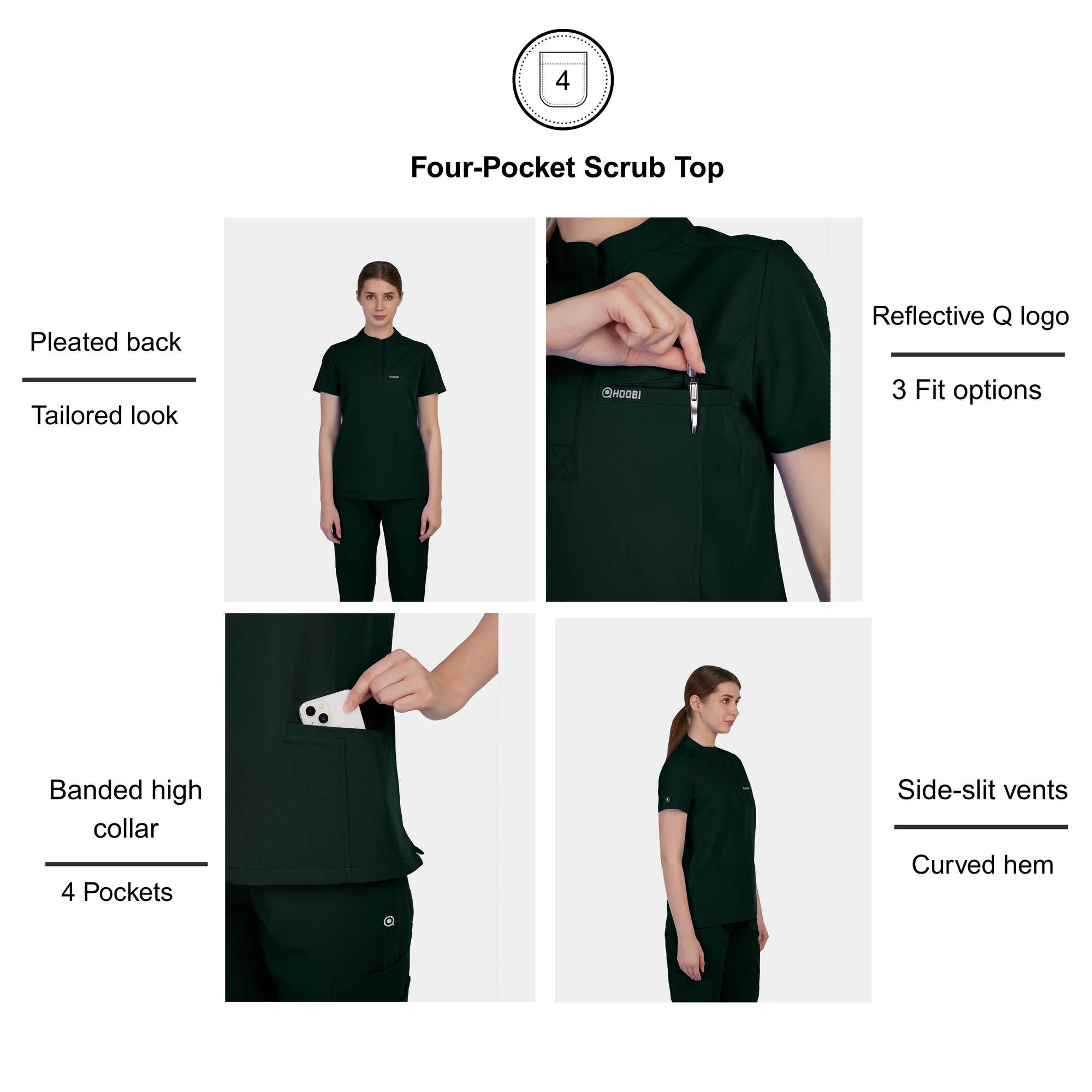Grace Four-Pocket Scrub Top™ – Women's Medical Scrubs by QHOOBI®