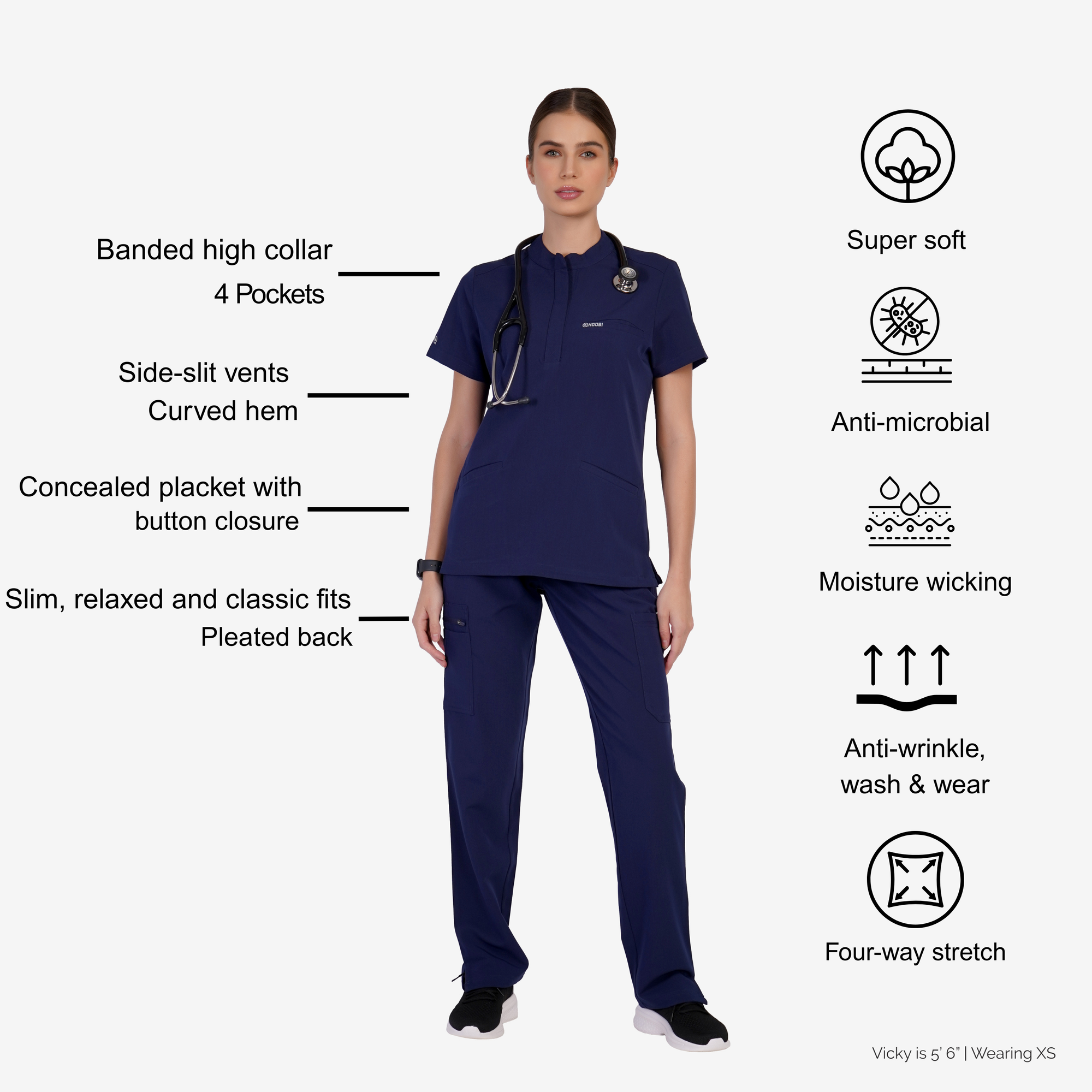 Grace Four-Pocket Scrub Top™ – Women's Medical Scrubs by QHOOBI®