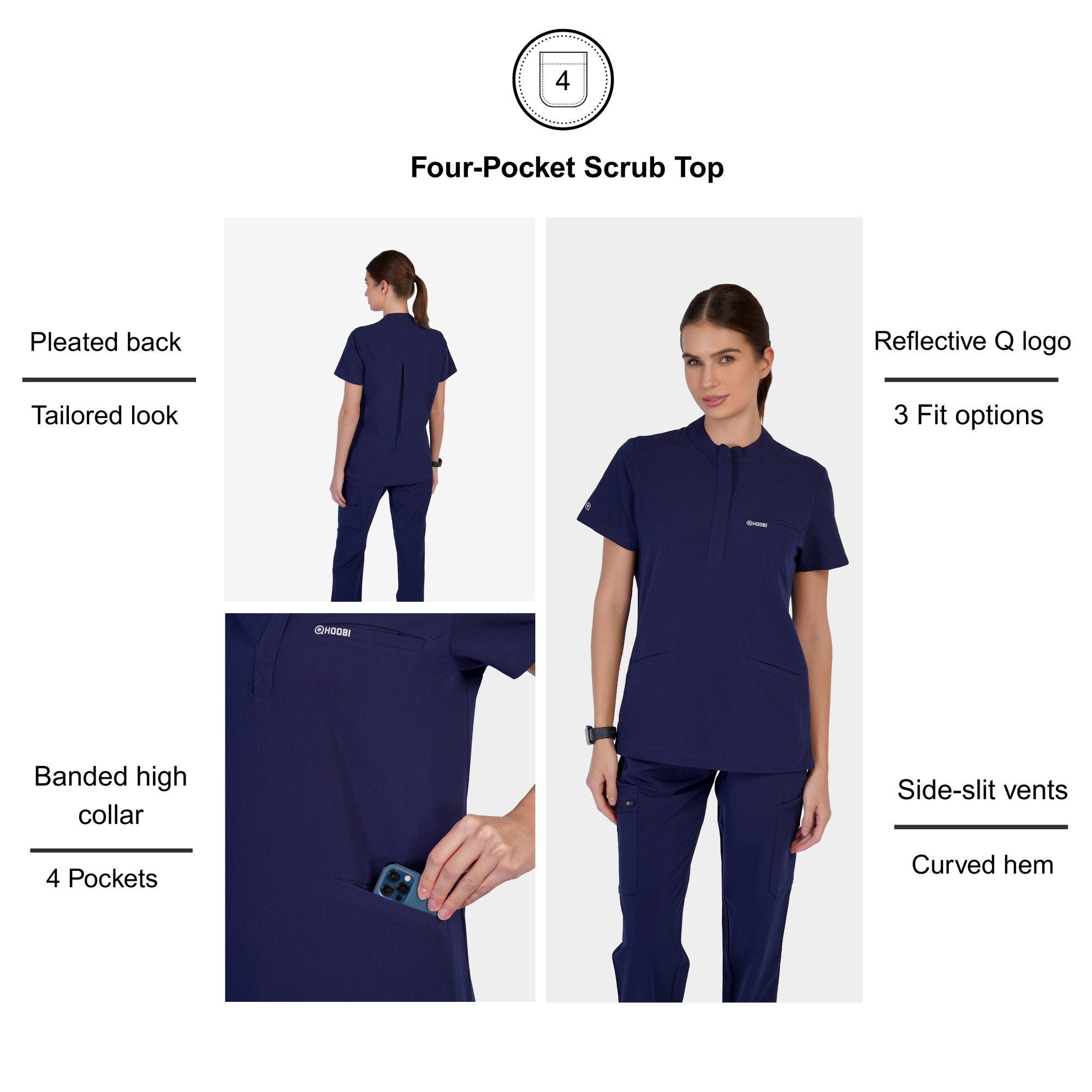 Grace Four-Pocket Scrub Top™ – Women's Medical Scrubs by QHOOBI®