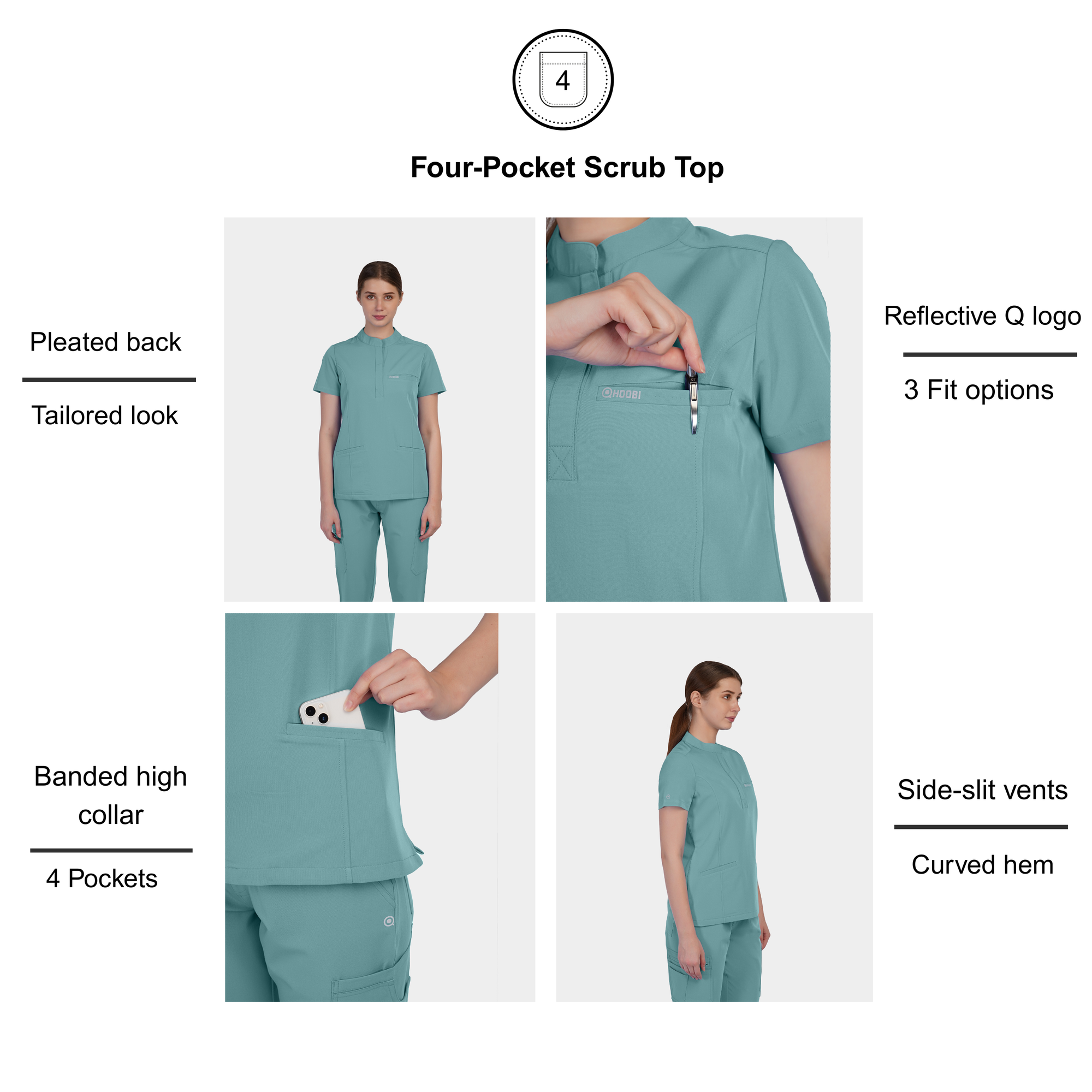 Grace Four-Pocket Scrub Top™ – Women's Medical Scrubs by QHOOBI®