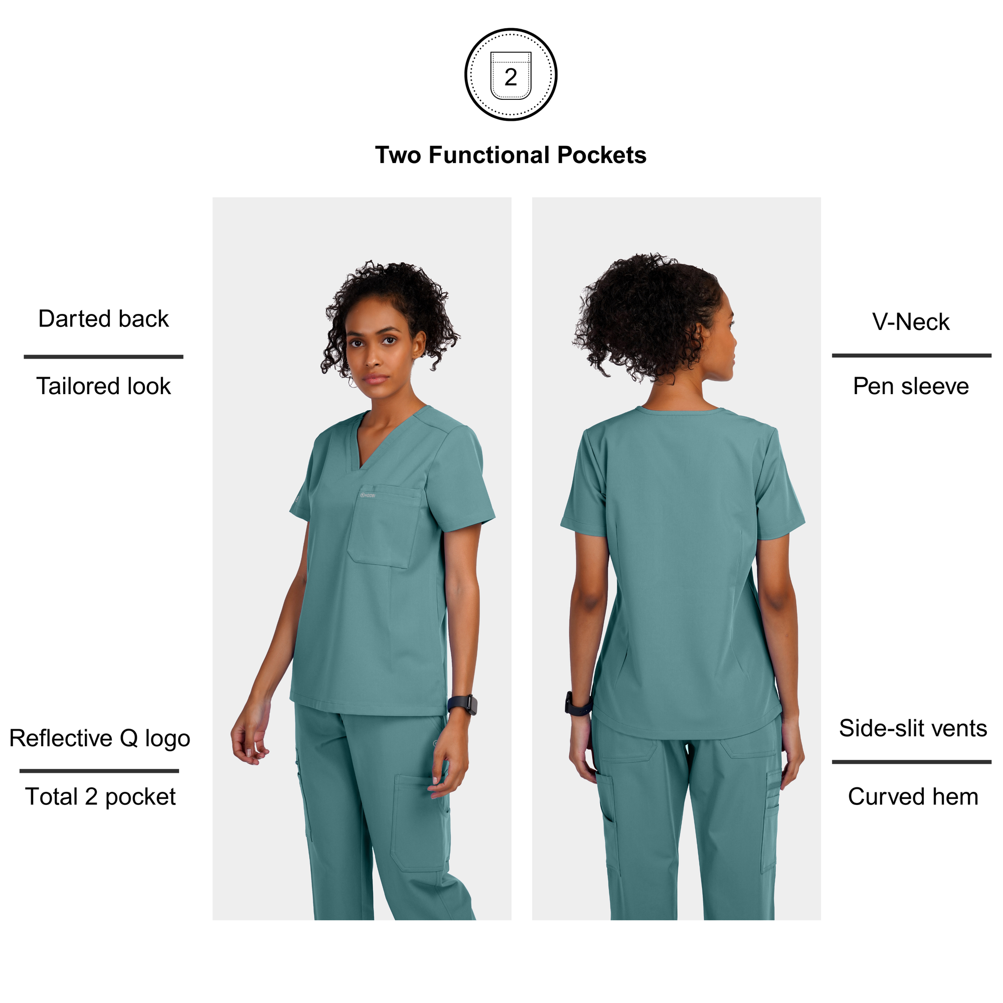 Avery Two-Pocket Scrub Top™ – Women's Nursing Uniforms by QHOOBI®